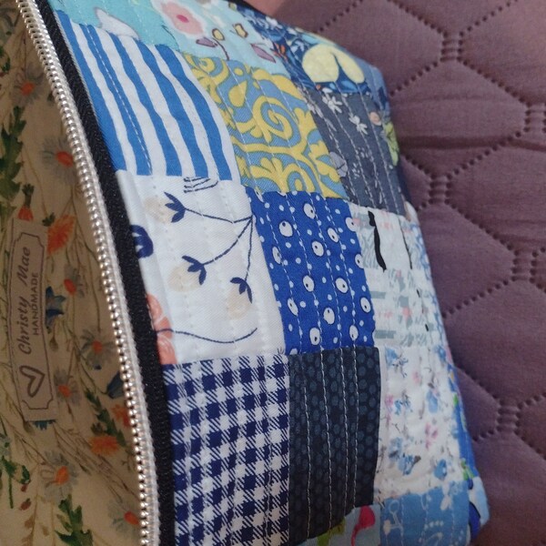 Patchwork, Multi-colored Fabric Designs, Denim Zipper Pouch, Handmade - Etsy