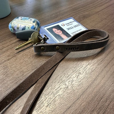 Personalized Leather Lanyard Badge Holder Id Keychain Necklace With ...