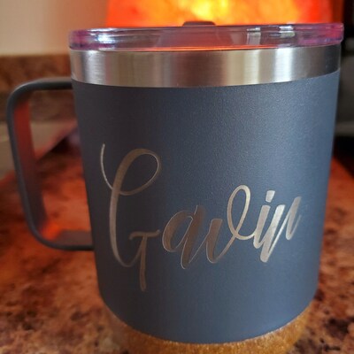 Personalized Stainless Steel Travel Mug With Handle and Lid / Insulated ...