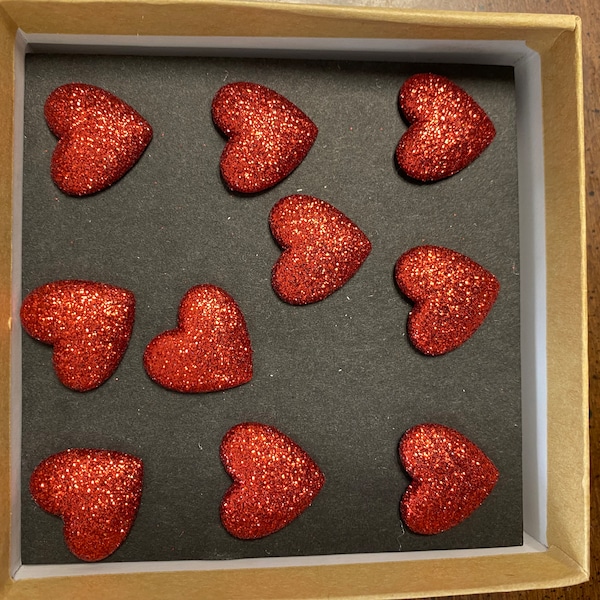 Red Glitter Hearts Decorative Push Pins, Set of 10, Glitter Push Pins ...