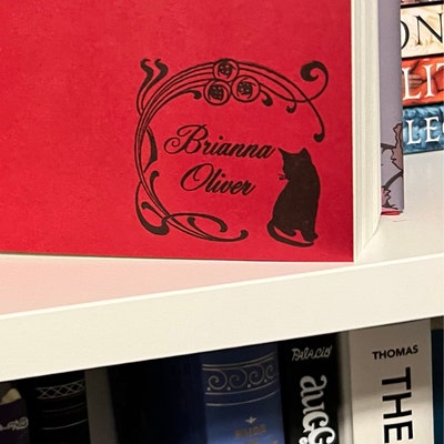 Art Nouveau Cat Ex Libris Stamp Black Cat Book Stamp Gift - Etsy