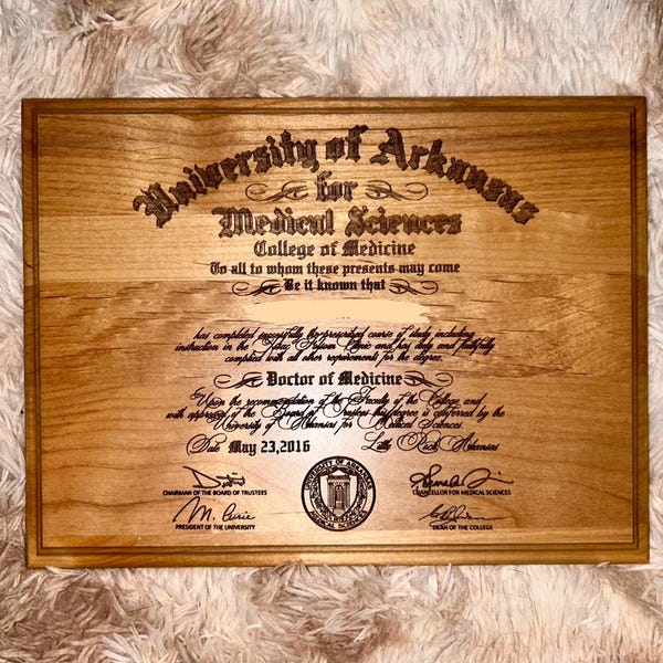 Laser Engraved Diploma Certificate, Graduation Gift, Custom Engraved ...