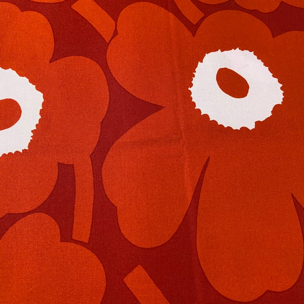Marimekko Orange Red Pink Pieni Unikko Cotton Fabric, Sold by Half Yard ...