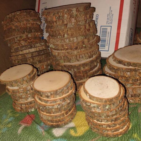25 2-3 Wood Slices, Tree Slice, Rustic Wedding Decor, Wood Christmas ...