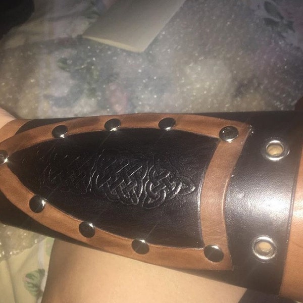 Leather Bracers With Dagger Holder Inset and Celtic Knot. - Etsy