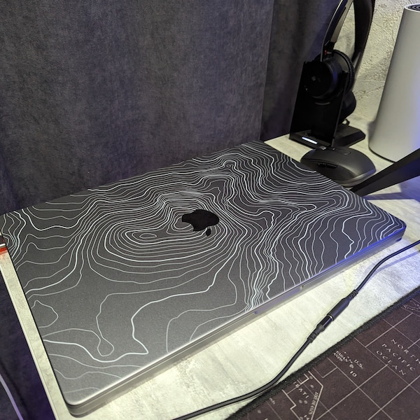 Geographic Contour Map MacBook Transparent Skin | Abstract Topography ...