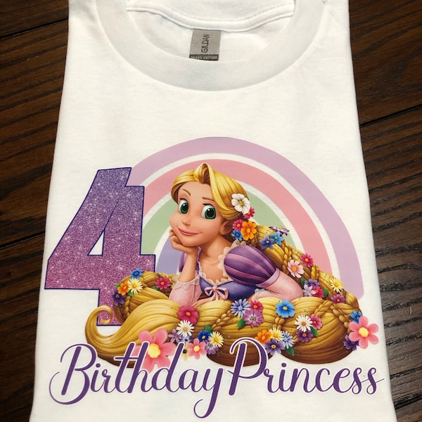 4th Birthday Tangled PNG, Birthday Princess Iron On, Happy Birthday Png ...