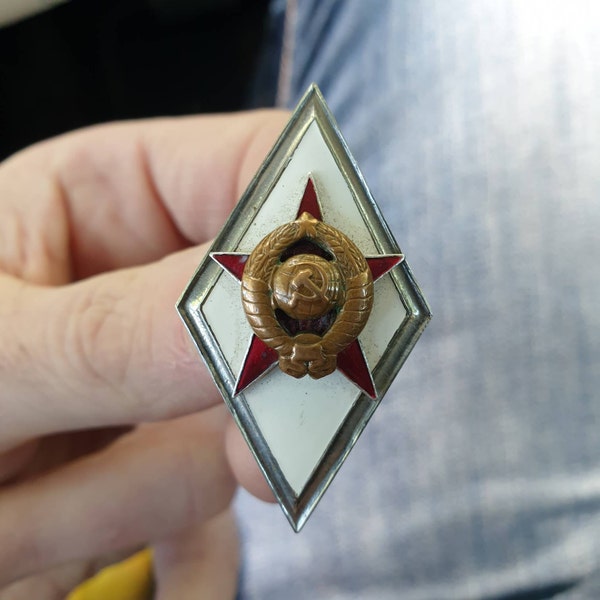 Soviet Badge Vintage Rare Pin Sign of Highest Military Institute Red ...
