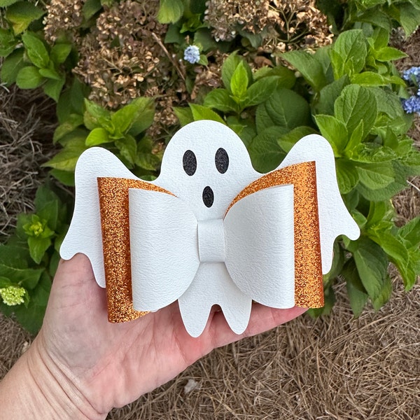 Ghost Bow SVG | Halloween Bow Template | Ghost Hair Bow SVG | Cute ...