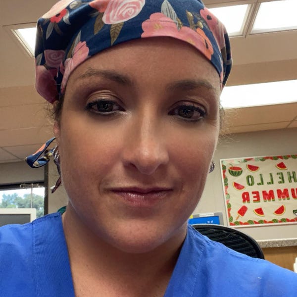 Ponytail Scrub Cap-japanese Floral Bronte on White cotton Lawn Women ...