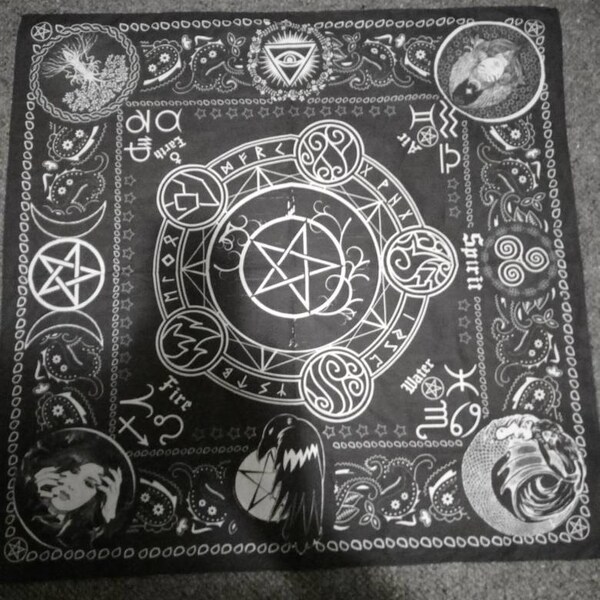 Witchcraft Bandana, Wicca Pagan Fashion Accessories, Goth Scarf Gift ...