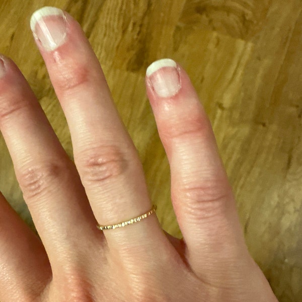 Solid 14k Gold Bark Texture Stacking Ring. 1mm Thin Hammered Wedding ...