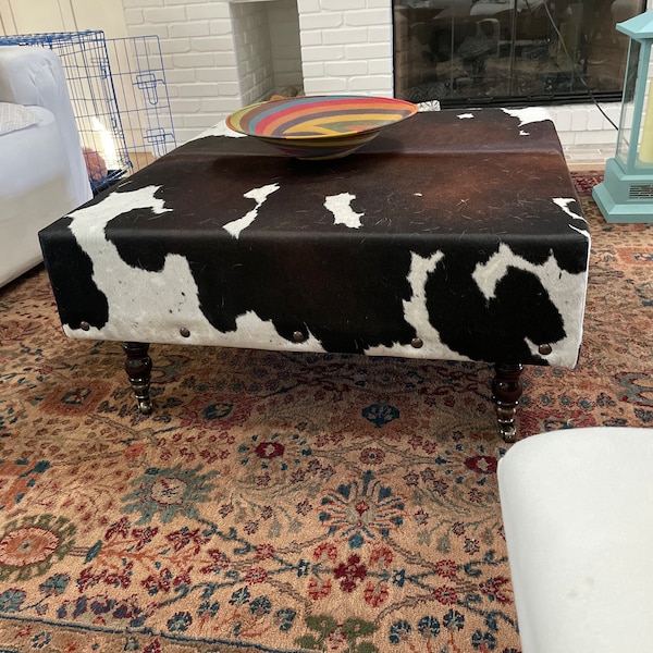 Handmade Genuine Cowhide Ottoman, Customisable in a Colour and Size of ...