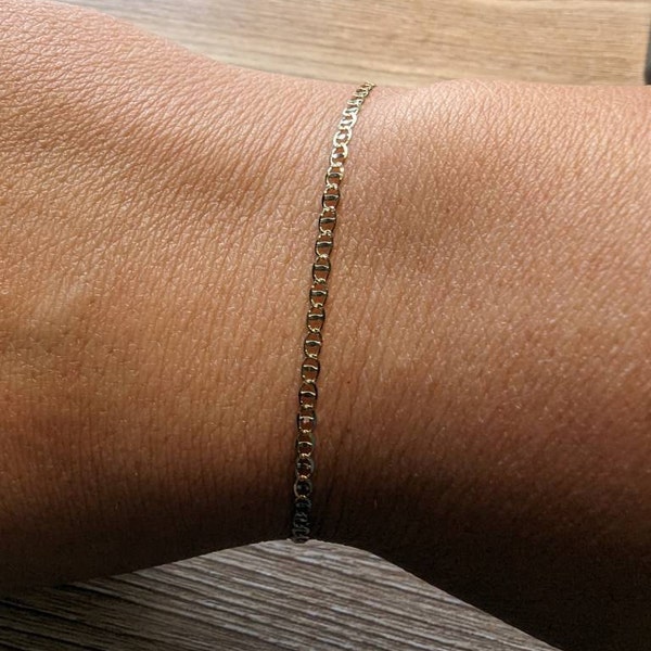 14K WHITE GOLD ANKLET 2.0MM Wide Double Curb Link 10 Inch Spring Ring ...