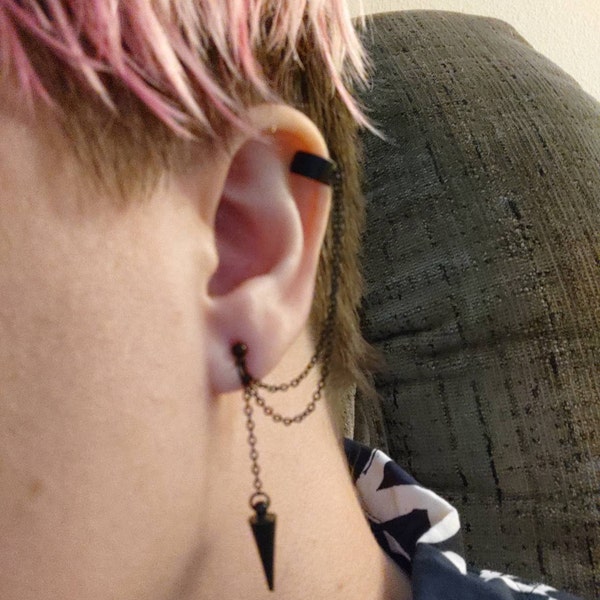 Black Spike Cuff Earrings, Black Chain Cuff Earrings, Spike Earrings - Etsy Black Spike Cuff Earrings, Black Chain Cuff Earrings, Spike Earrings - Etsy
