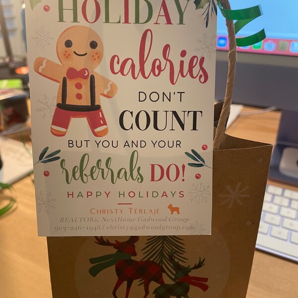 EDITABLE Holiday Calories Don't Count, Realtor Christmas Gingerbread ...
