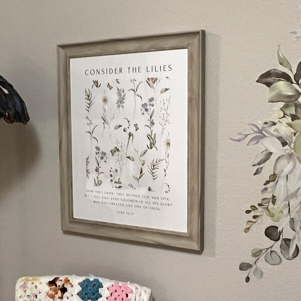 Consider the Lilies, Flower Market Christian Wall Art, Luke 12:27 Bible ...
