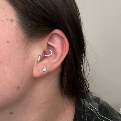 Huggie Hoop Earrings Paved Clicker Hoops Cartilage Hoop - Etsy