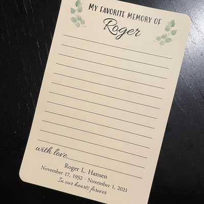 Handmade Memorial Share a Memory Cards Memorial Cards Share Words of ...