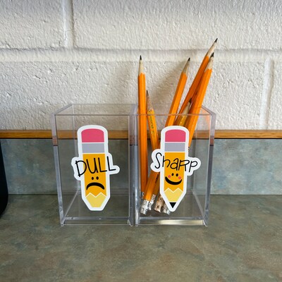 Sticker Teacher's Pencils Vinyl Sticker Pencil Cup Label Teacher ...