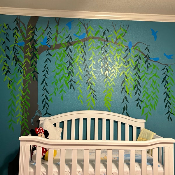 Weeping Willow Wall Decals, Hanging Vines Willow Leaf Wall Decals ...