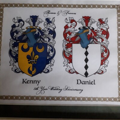 Double Family Crest Parchment Print - Etsy