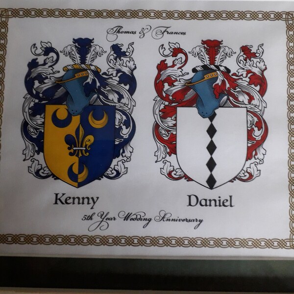 Double Family Crest Parchment Print - Etsy