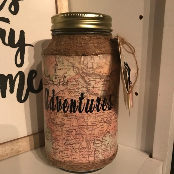 Adventure Fund Jar, Memory Jar, Adventure Stash, Globe Jar, Money Jar ...