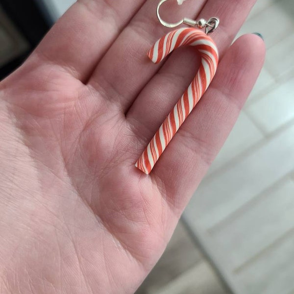 Candy Cane Dangle Earrings, Christmas Earrings, Hypoallergenic, Candy ...
