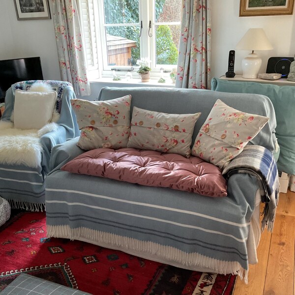 VELVET SOFA TOPPER, Dusty Pink Zippered Couch Pad Cover & Insert in 18 ...
