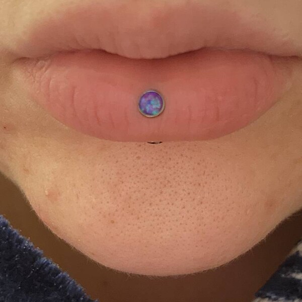 16G Implant Grade Titanium Internally Threaded Flat Tops Lab Fire Opal ...