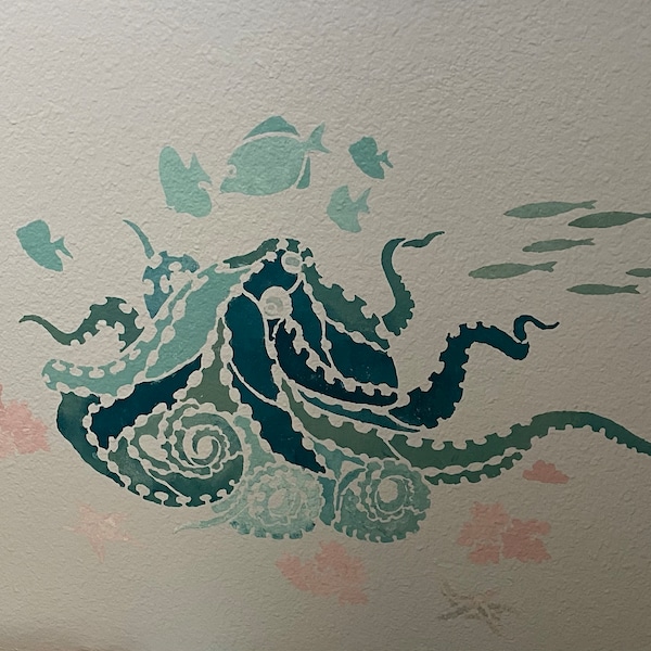 Octopus's Garden Wall Art Stencil - Wall Stencils for Affordable Room ...