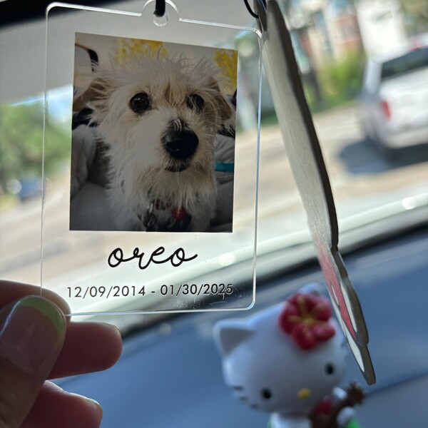 Custom Photo Car Mirror Tag | Photo Ornament | Photo Drive Safe | Rear ...