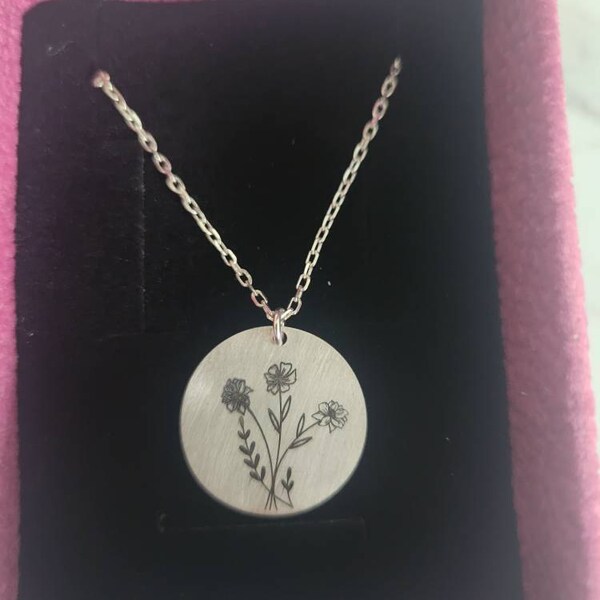 Combined Birth Flower Necklace, Multiple Flower Personalized Bouquet ...