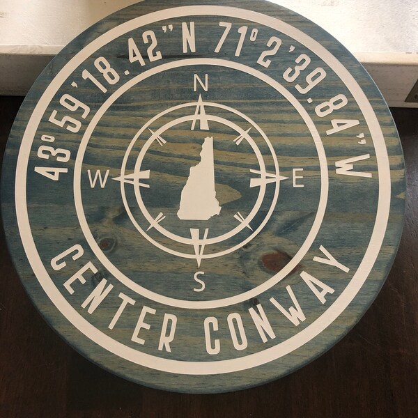 Personalized Round Wood Coordinates Sign. Lake Life. Latitude Longitude ...