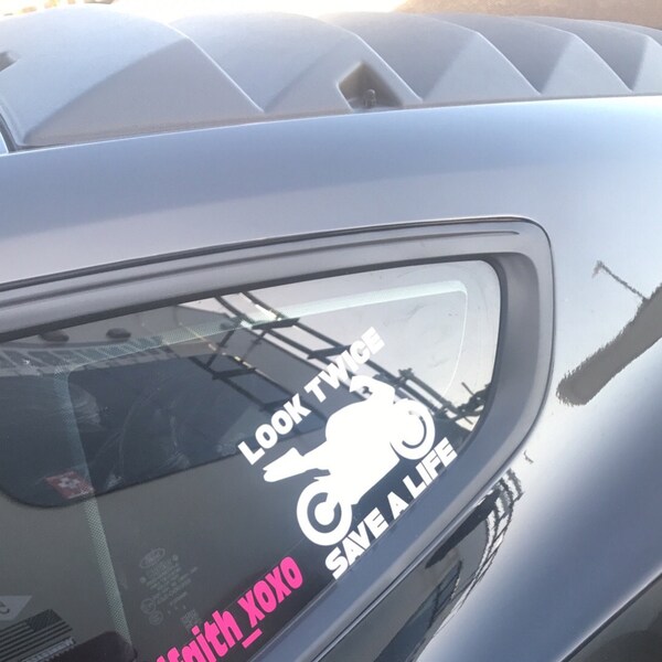 Look Twice Save A Life Vinyl Decal Bumper Sticker Sport Bike Motorcycle ...