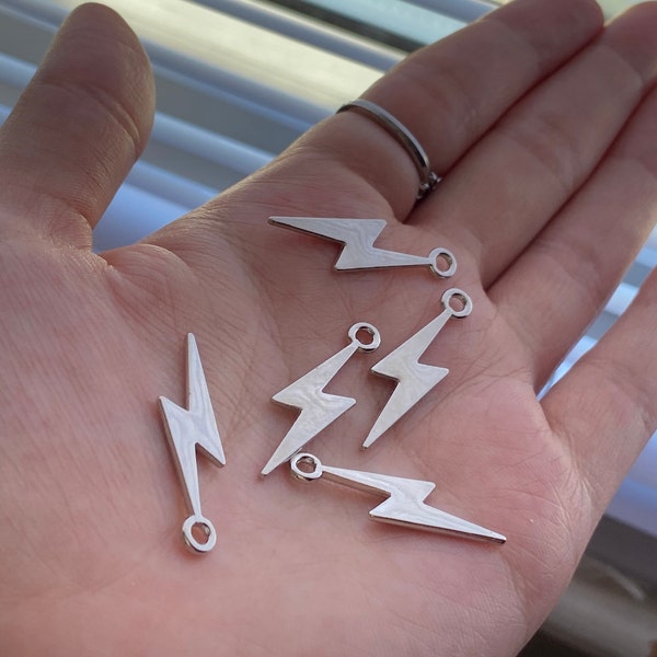 4, 20 or 50 BULK Lightning Bolt Charms, Scar, Silver Bolt, Wizard Charm ...