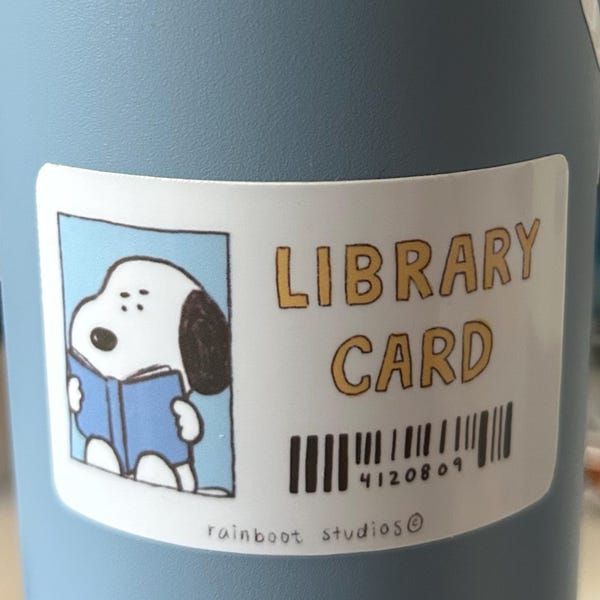 Cute Snoopy Miffy Peanuts Reading | Library Card Stickers - Glossy ...