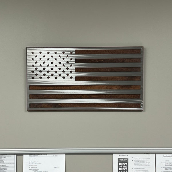 Handcrafted Metal American Flag - Patriotic Wall Art Décor Wood Flag ...