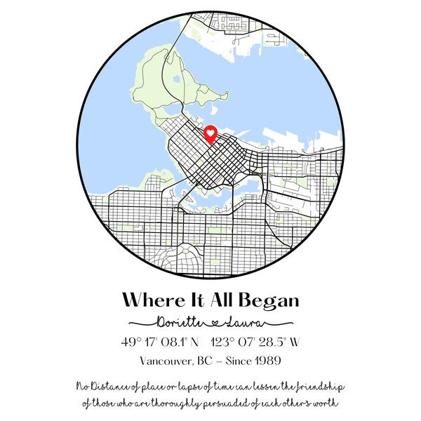 Where We Met Map /where It All Began /couple Map/ Gift for Her/ Gift ...