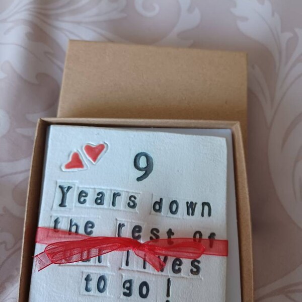Nine Year Anniversary Card, Happy 9th Anniversary Gift, Add Matching ...