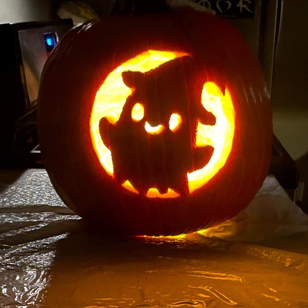 Ghost Pumpkin Stencil, Cute Ghost Printable Pumpkin Stencil, Jack O' Lantern, Pumpkin Carving ...