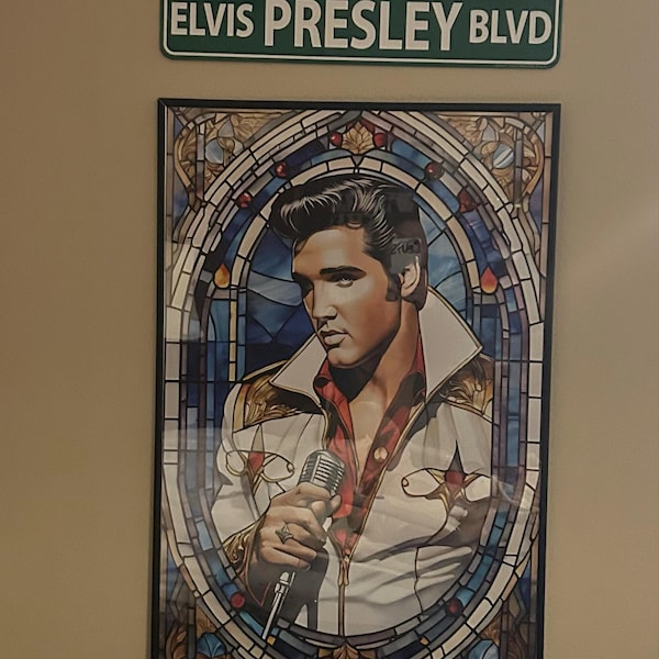 Elvis Presley Poster Stained Glass Cool Gift Wall Art Home Decor Art ...