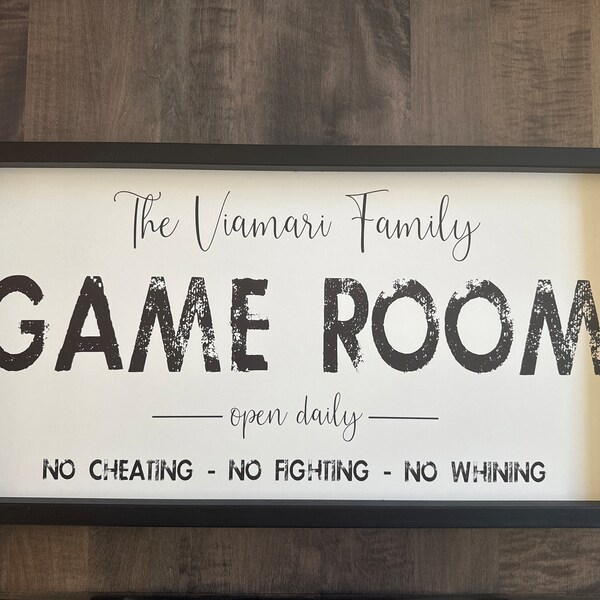 Personalized Game Room Sign, No Cheating No Fighting No Whining, Family ...