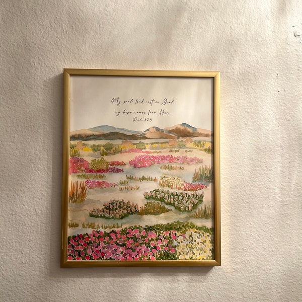 Find Rest in God Psalm 62:5, Christian Wall Art, Handpainted WATERCOLOR ...