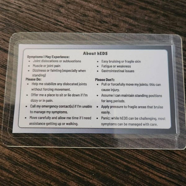 Printable Heds Card Hypermobile Ehlers-danlos Syndrome Awareness Cards ...