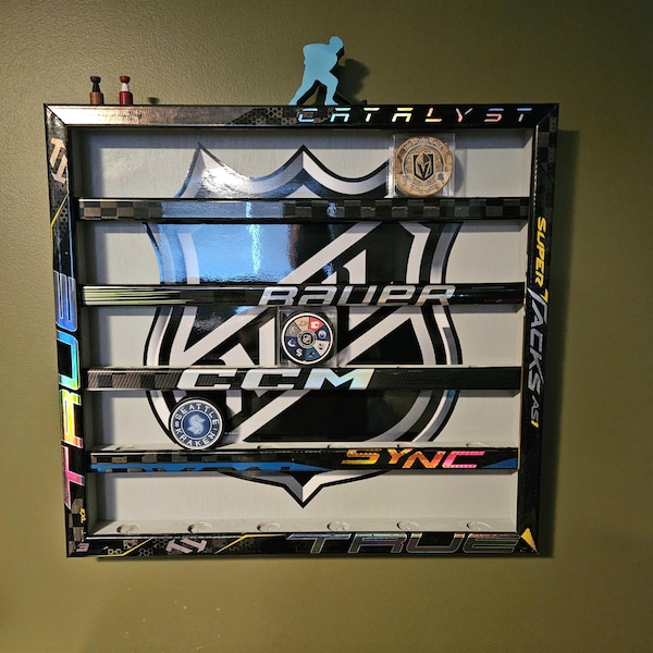 Hockey Puck Display-30 Pucks (made With Hockey Sticks, Hockey Room ...