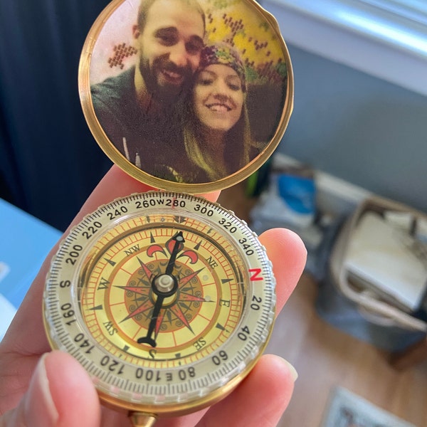 Engraved Photo Compass, Personalized Wedding Gift - Etsy