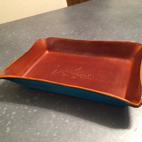 Large Handcrafted Leather Valet Tray. Paper Sized Leather Letter Tray ...