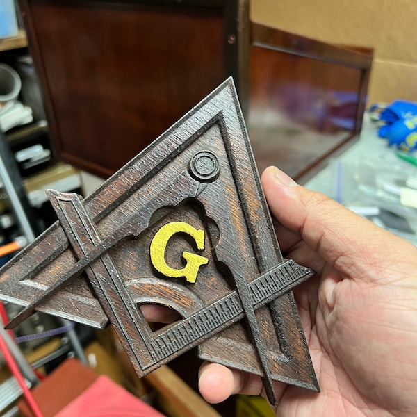 PERSONALISED - Solid Wood Carved Masonic Compass and Square Plaque ...
